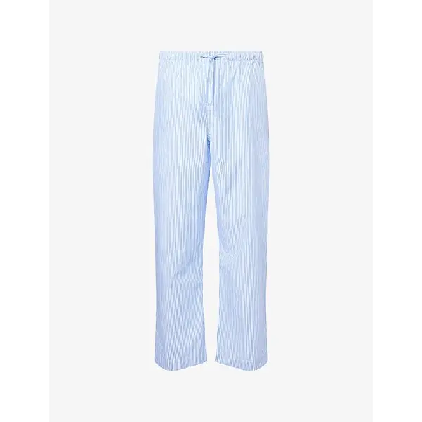 Derek Rose James Stripe Cotton Pyjama Trousers - Blue