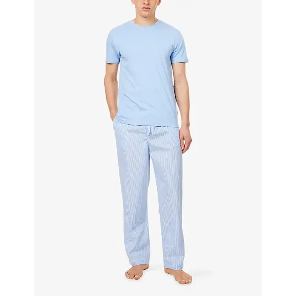 Derek Rose James Stripe Cotton Pyjama Trousers