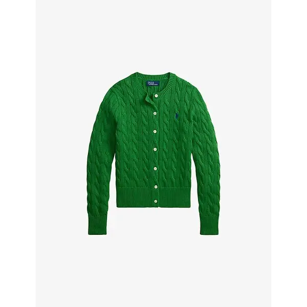 Polo Ralph Lauren Logo-embroidered Long-sleeve Cotton Cardigan - Fiji Green