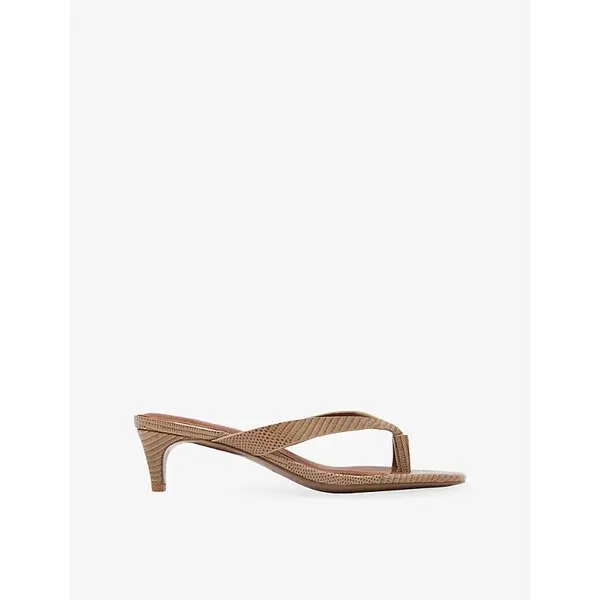 REISS Mia Leather Heeled Sandals - Neutral