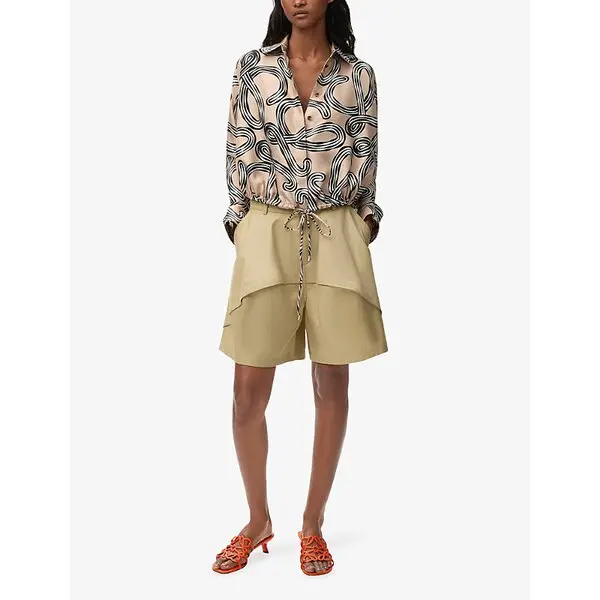 Loewe X Paula's Ibiza Anagram-print Silk Shirt - Beige/black