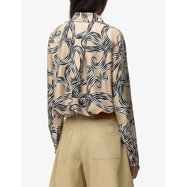 Loewe X Paula's Ibiza Anagram-print Silk Shirt - Beige/black
