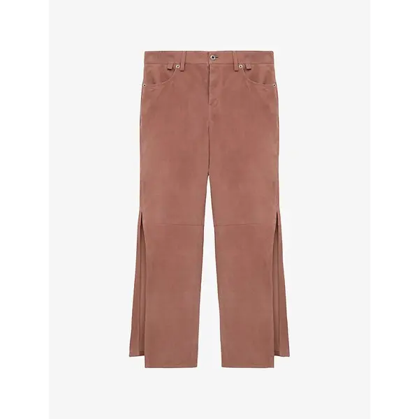 Loewe X Paula's Ibiza Wide-leg Cropped Suede Trousers - Light Pink
