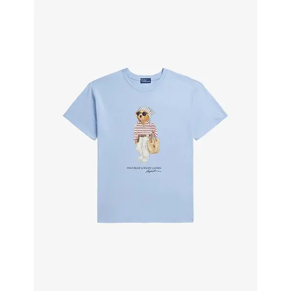 Polo Ralph Lauren Bear-print Short-sleeve Cotton T-shirt - Baby Blue