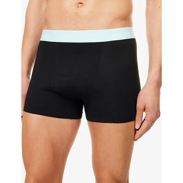 Calvin Klein Icon Logo-waistband Pack-of-three Stretch-cotton Trunks - Multi