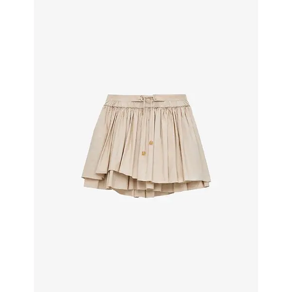 Loewe X Paula's Ibiza Layered Pleat Cotton Mini Skirt - Light Beige