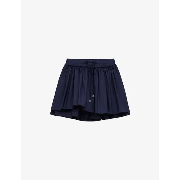 Loewe X Paula's Ibiza Layered Pleat Cotton Mini Skirt - Navy Blue