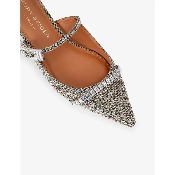 Kurt Geiger Strass Buckle Woven Mules - Beige Comb