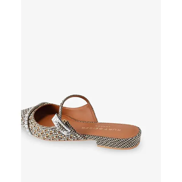 Kurt Geiger Strass Buckle Woven Mules - Beige Comb