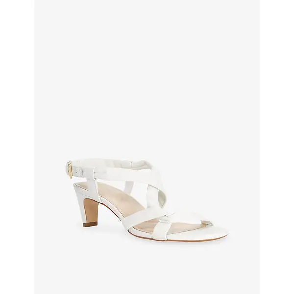 DUNE Leather Heeled Sandals - White Leather