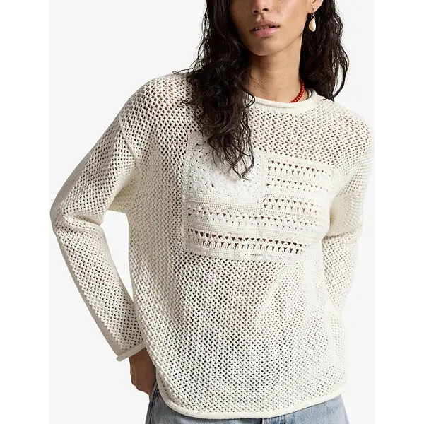 Polo Ralph Lauren Flag Pointelle-knit Cotton Jumper - White Multi