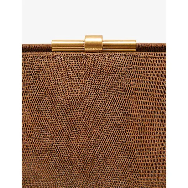 REISS Bethany Lizard-effect Suede Clutch
