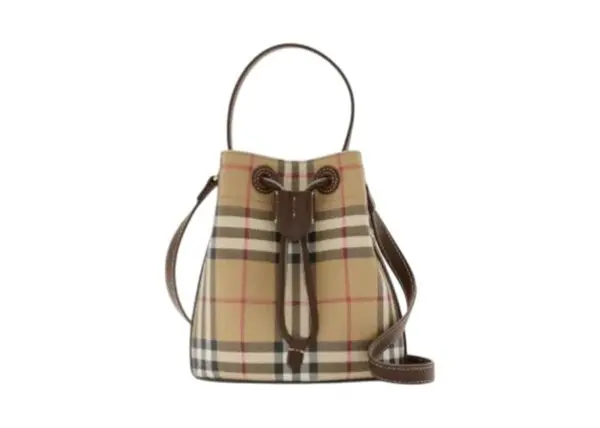 Burberry Mini Check Bucket Bag - Beige/brown