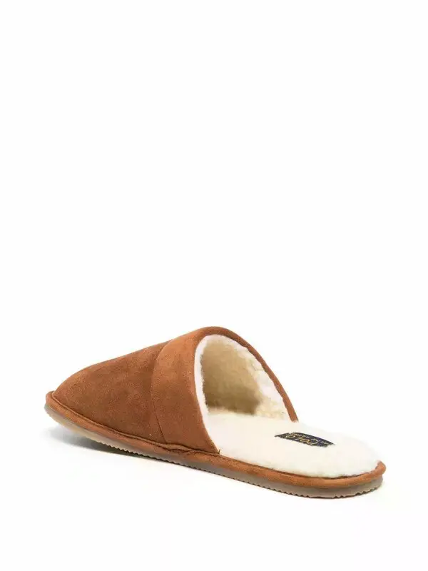 Polo Ralph Lauren Polo Pony Embroidered Slippers - Brown