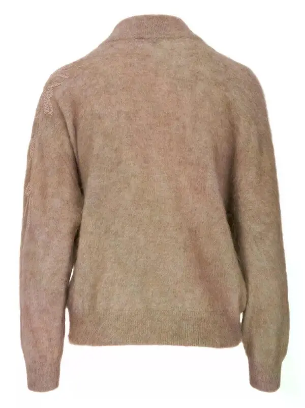 Brunello Cucinelli Floral-embroidered Mock-neck Jumper