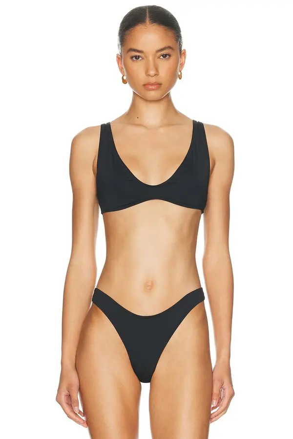 SKIMS Signature Swim Plunge Bikini Top - Onyx