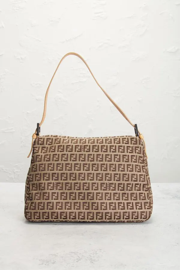 Fendi Zucchino Mama Baguette Shoulder Bag - Beige