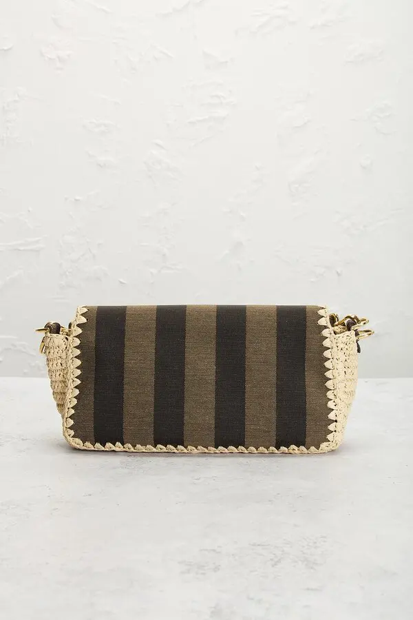Fendi Pequin Baguette Shoulder Bag - Brown