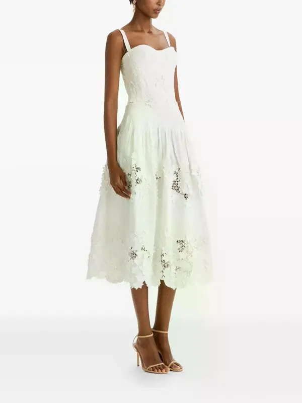 Oscar De La Renta Flower-detail Midi Dress