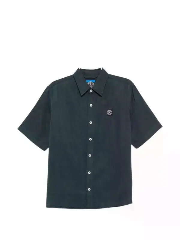 AGNES B. Logo-patch Shirt - Blue