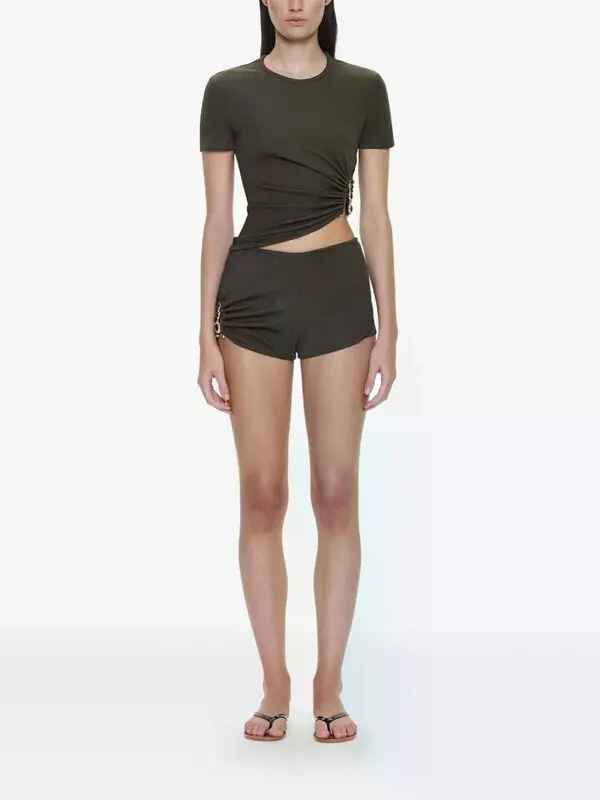 Christopher Esber Droplet Crystal Ruched T-shirt - Brown