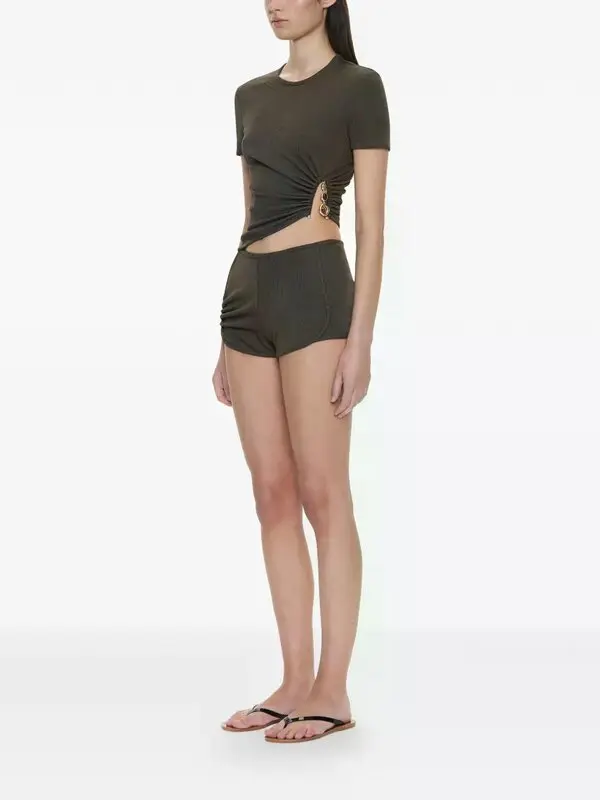Christopher Esber Droplet Crystal Ruched T-shirt - Brown