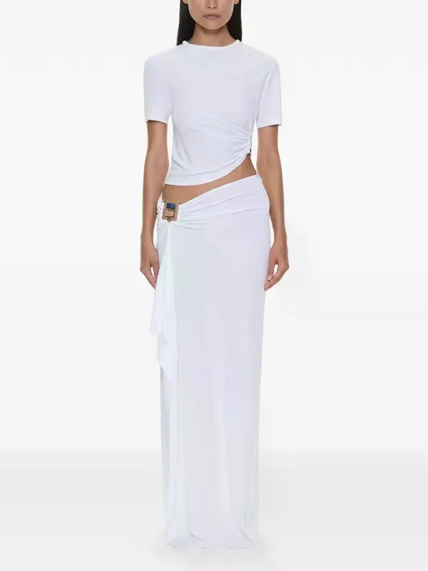 Christopher Esber Quartz Buckle Cascade Maxi Skirt - White