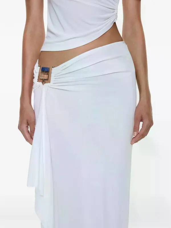 Christopher Esber Quartz Buckle Cascade Maxi Skirt - White