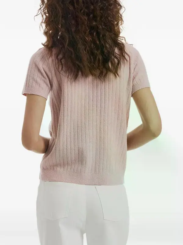 CRUSH COLLECTION Knit Peter Pan Collar T-shirt