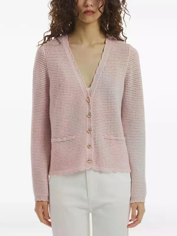 CRUSH COLLECTION Openwork Scallop Cardigan