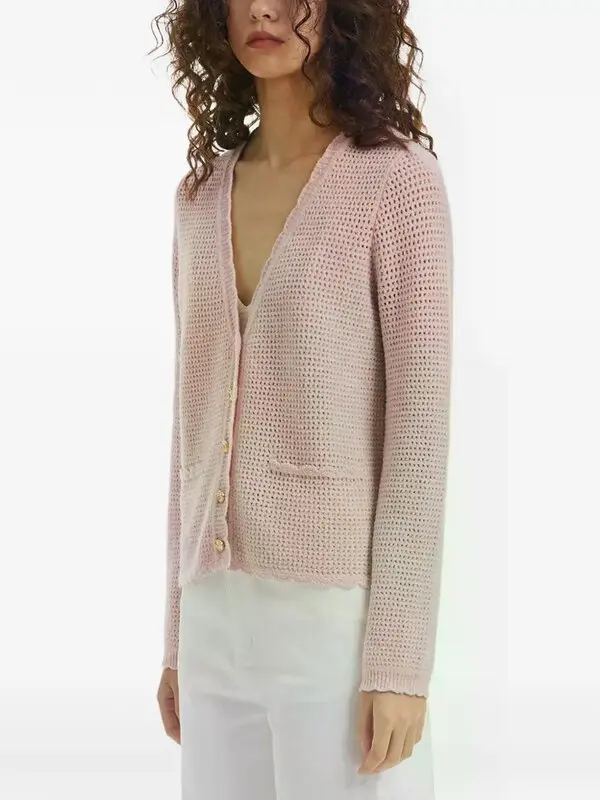 CRUSH COLLECTION Openwork Scallop Cardigan