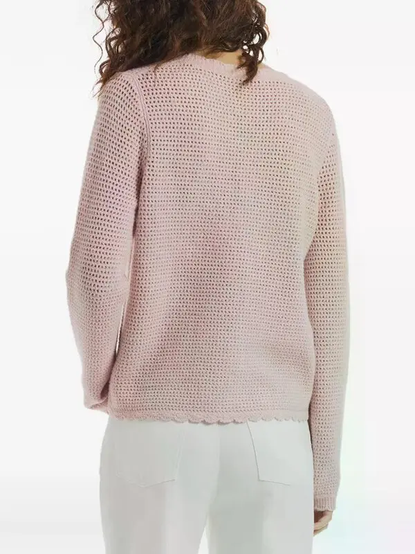 CRUSH COLLECTION Openwork Scallop Cardigan