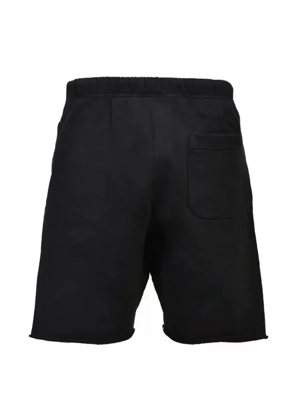 SAINT MXXXXXX Graphic-print Raw-hem Shorts - Black