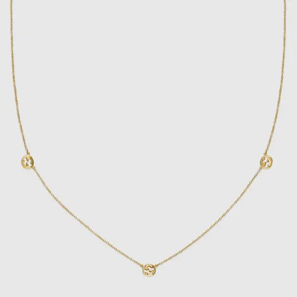 Gucci 18k Interlocking Pendant Necklace - Yellow Gold