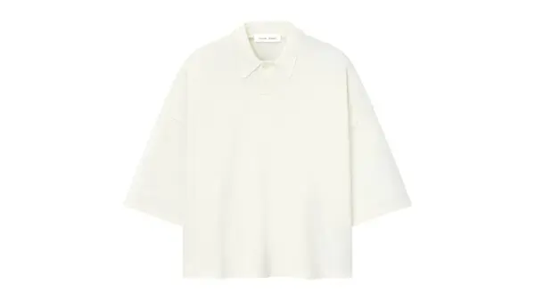 Fear Of God Essentials Pique Signature 90's Cropped Polo Shirt - Ivory