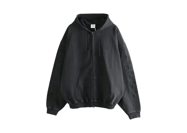Vetements Embroidered Biker Cross Sleeves Zipup Hoodie