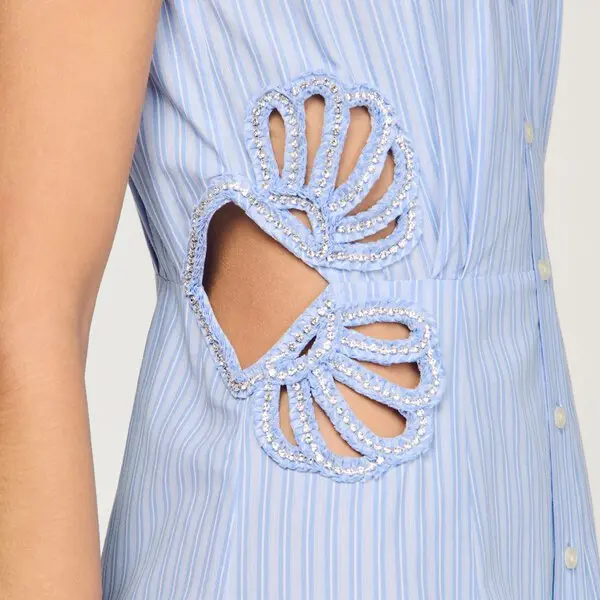 Sandro Striped Cotton Midi Dress - Sky Blue