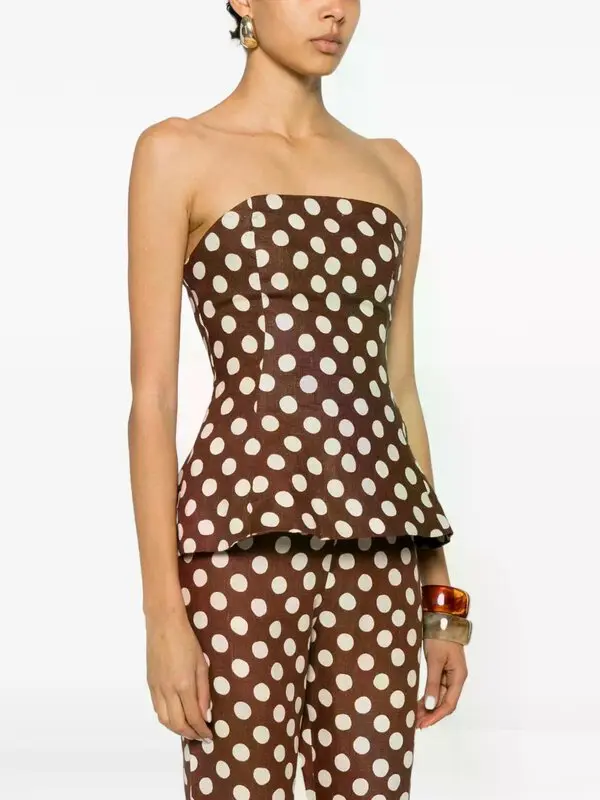 Faithfull The Brand Petro Polka-dot Bandeau Top - Brown