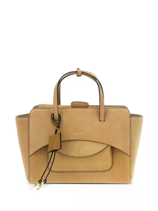 HIDESINS Flap Suede Tote Bag - Neutrals