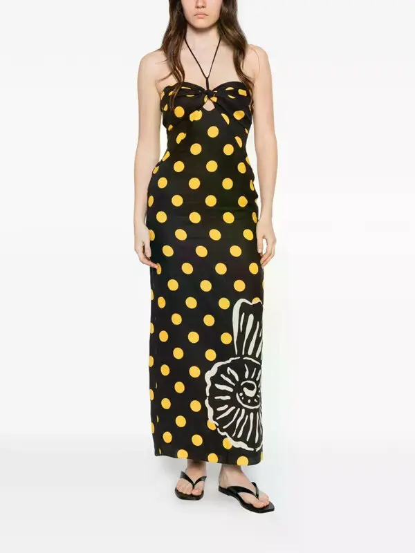 CALA DE LA CRUZ Leda Polka-dot Midi Dress