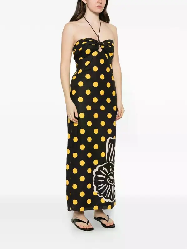 CALA DE LA CRUZ Leda Polka-dot Midi Dress