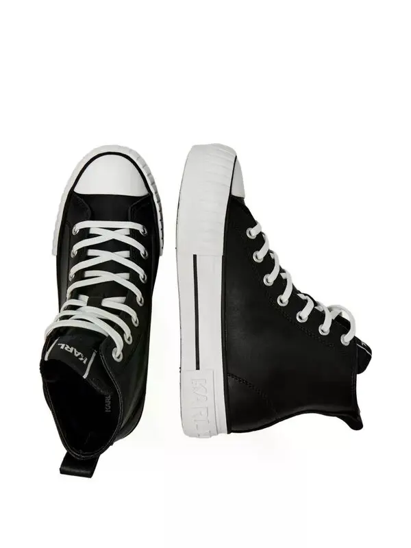 Karl Lagerfeld Appliqué Lace-up High Top Sneakers - Black