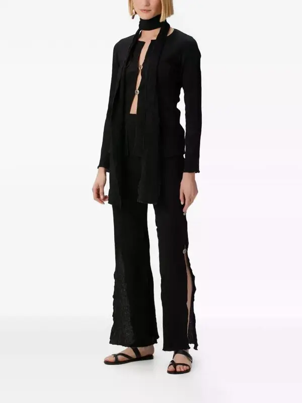 ANIM Crinkled Button-up Cardigan With Scarf
