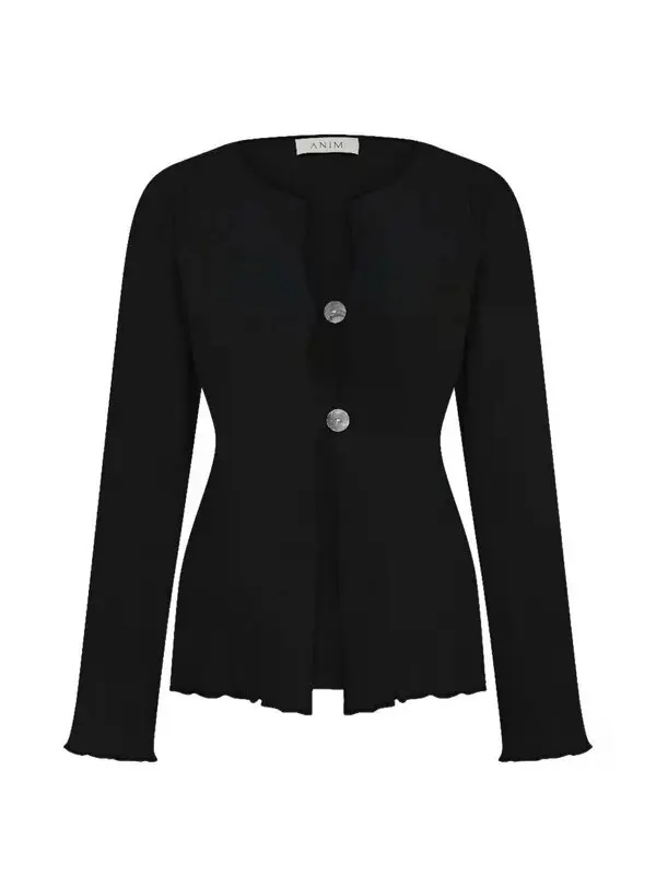 ANIM Crinkled Button-up Cardigan With Scarf