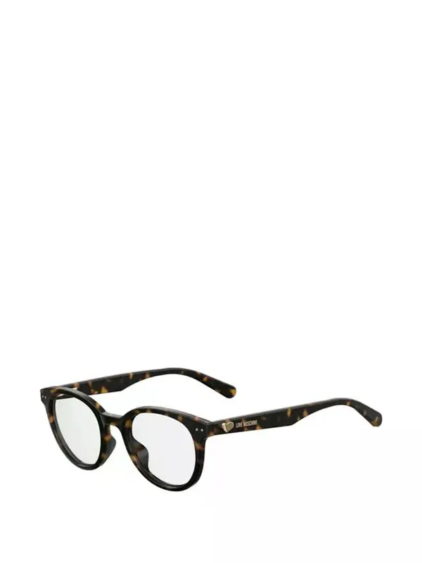 Moschino Tortoiseshell-effect Round-frame Glasses