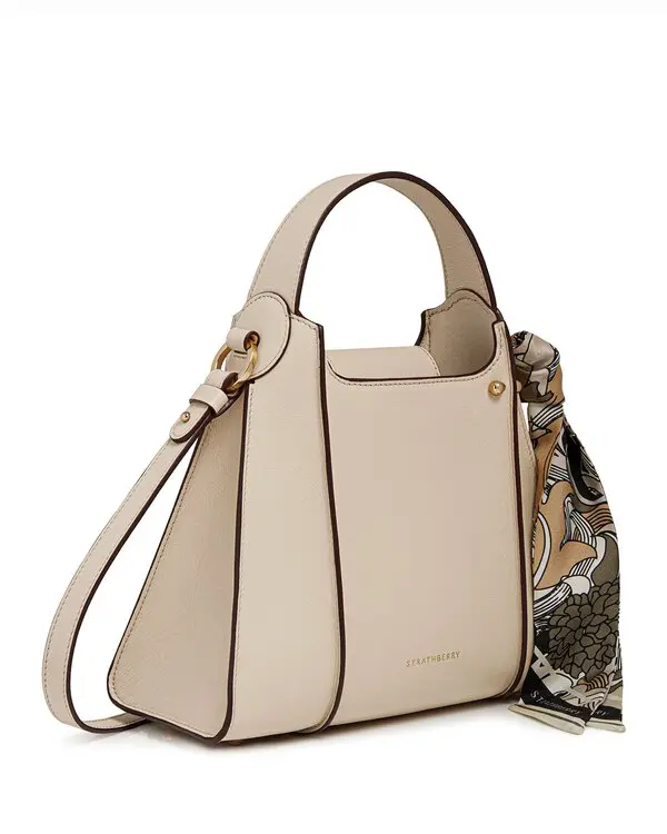 Strathberry Arkshell Medium Leather Handbag - Oat