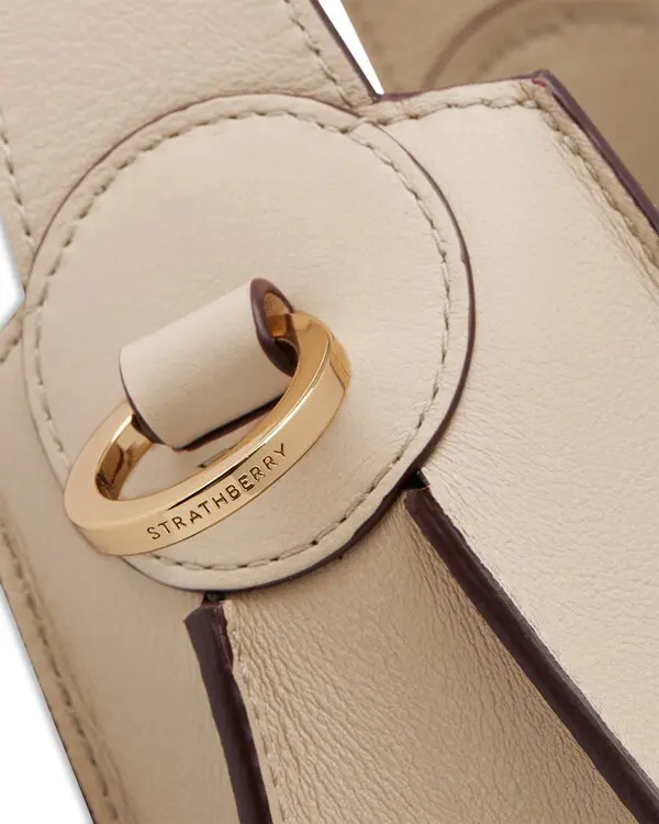 Strathberry Arkshell Medium Leather Handbag - Oat
