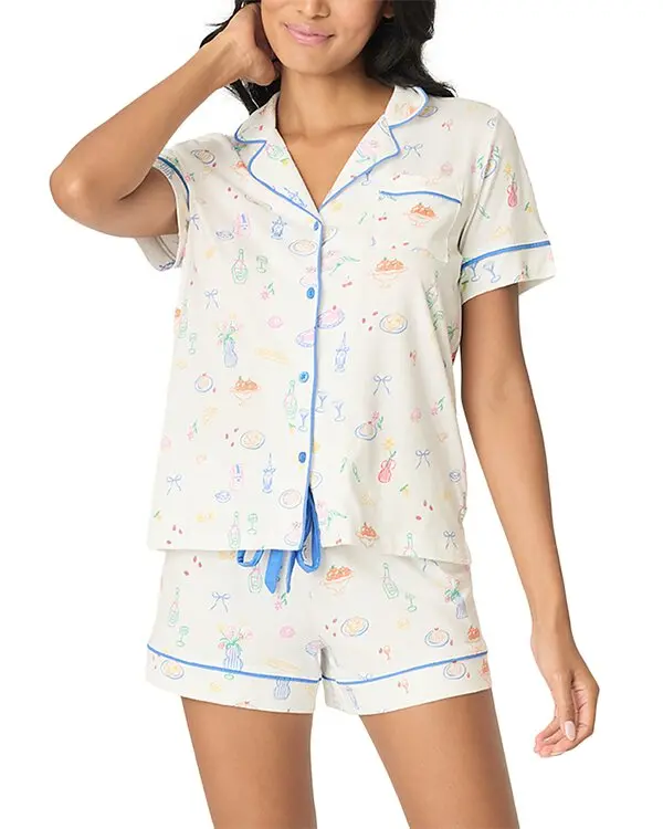 PJ Salvage Whimsy Short Sleeve Pajama Set - Ivory