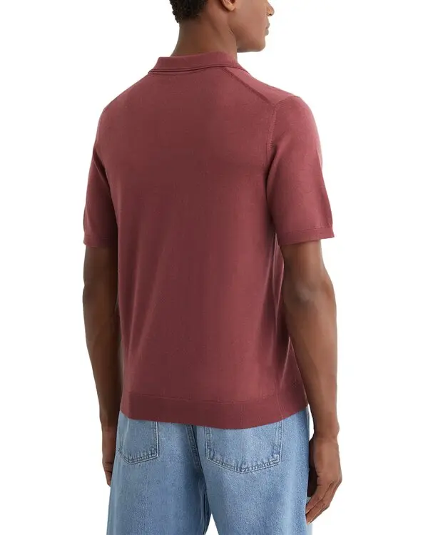 REISS Duchie Short Sleeve Open Collar Merino Polo Shirt - Raspberry