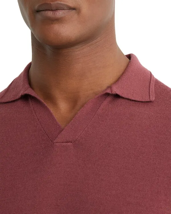 REISS Duchie Short Sleeve Open Collar Merino Polo Shirt - Raspberry